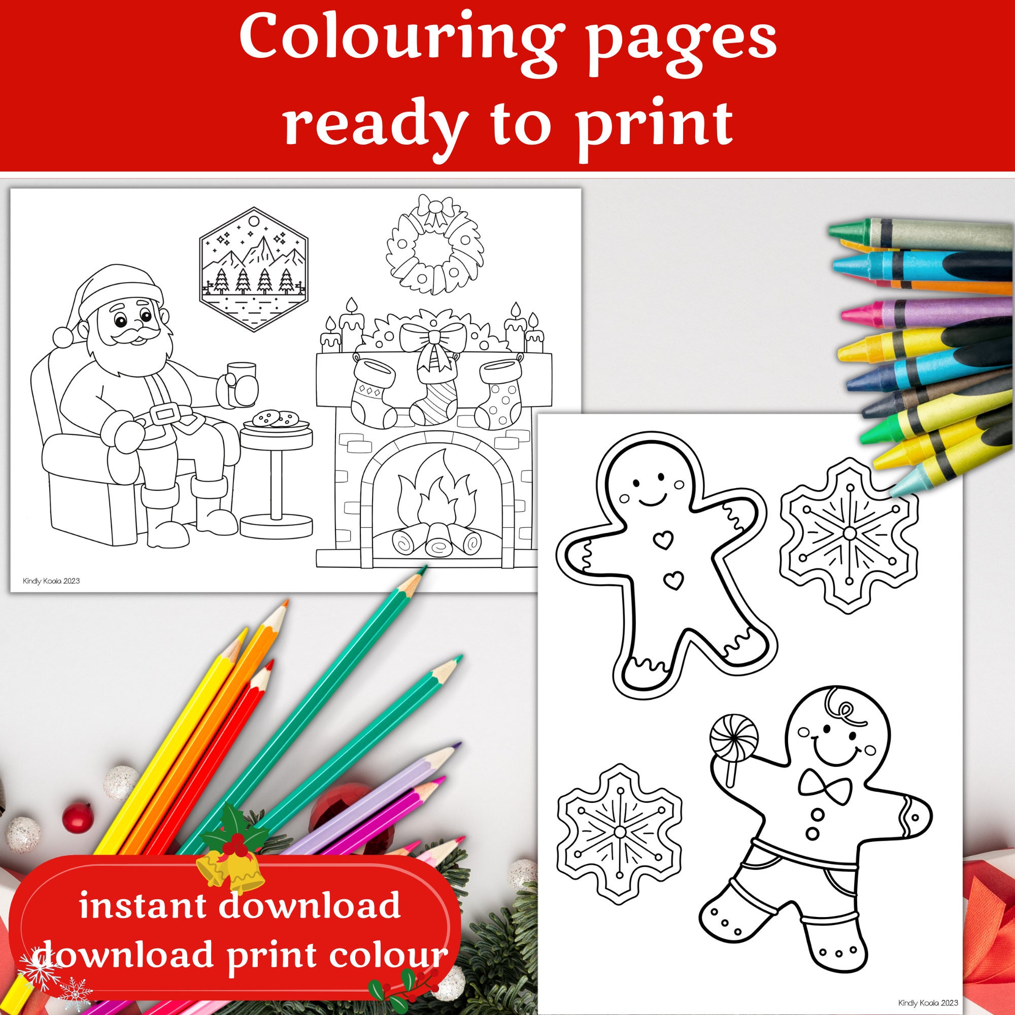 50 Christmas Colouring Pages for Kids, Printable Activity Sheet for ...
