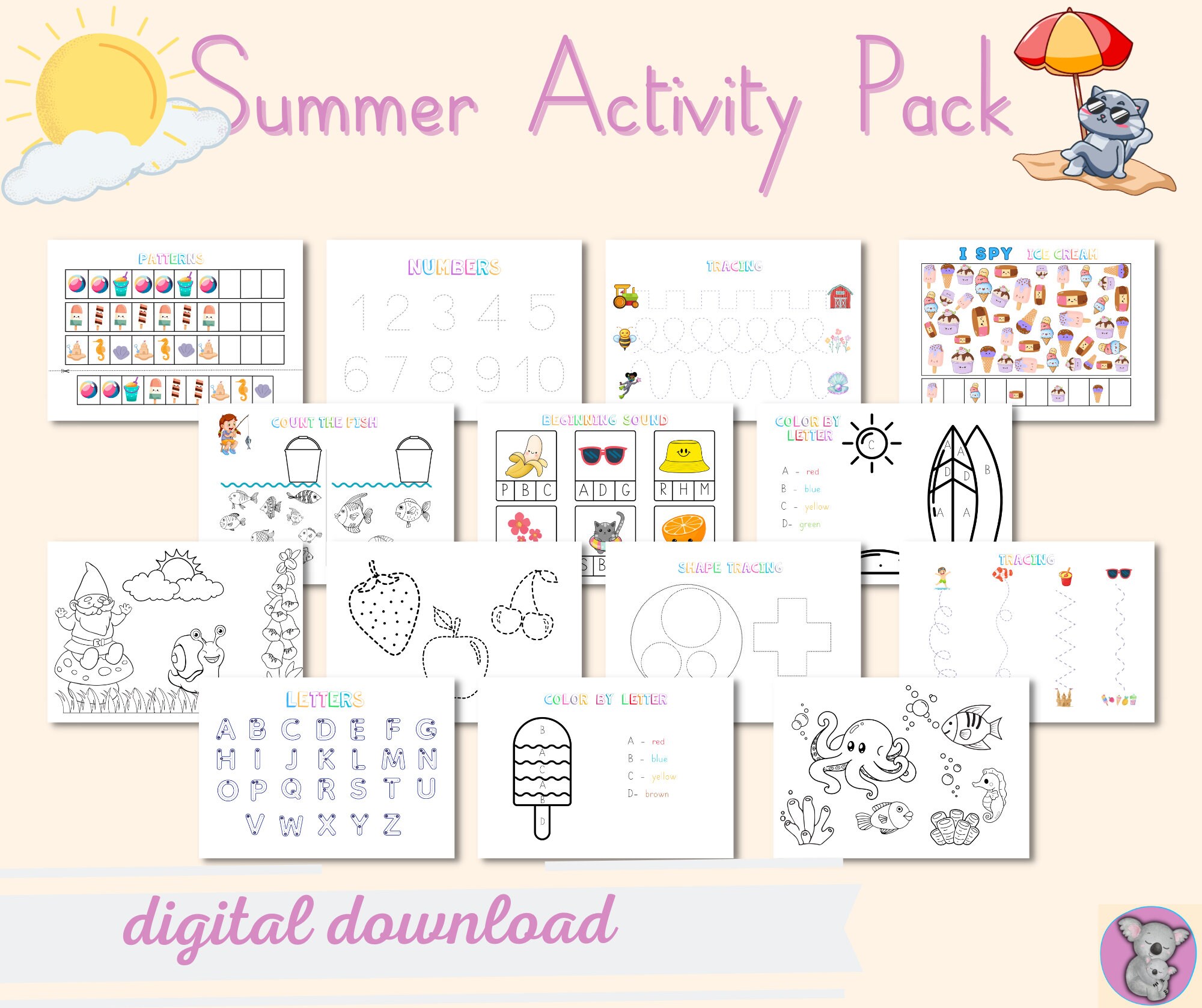 Summer Busy Book. Printable Preschool Activity Book. Preschool ...