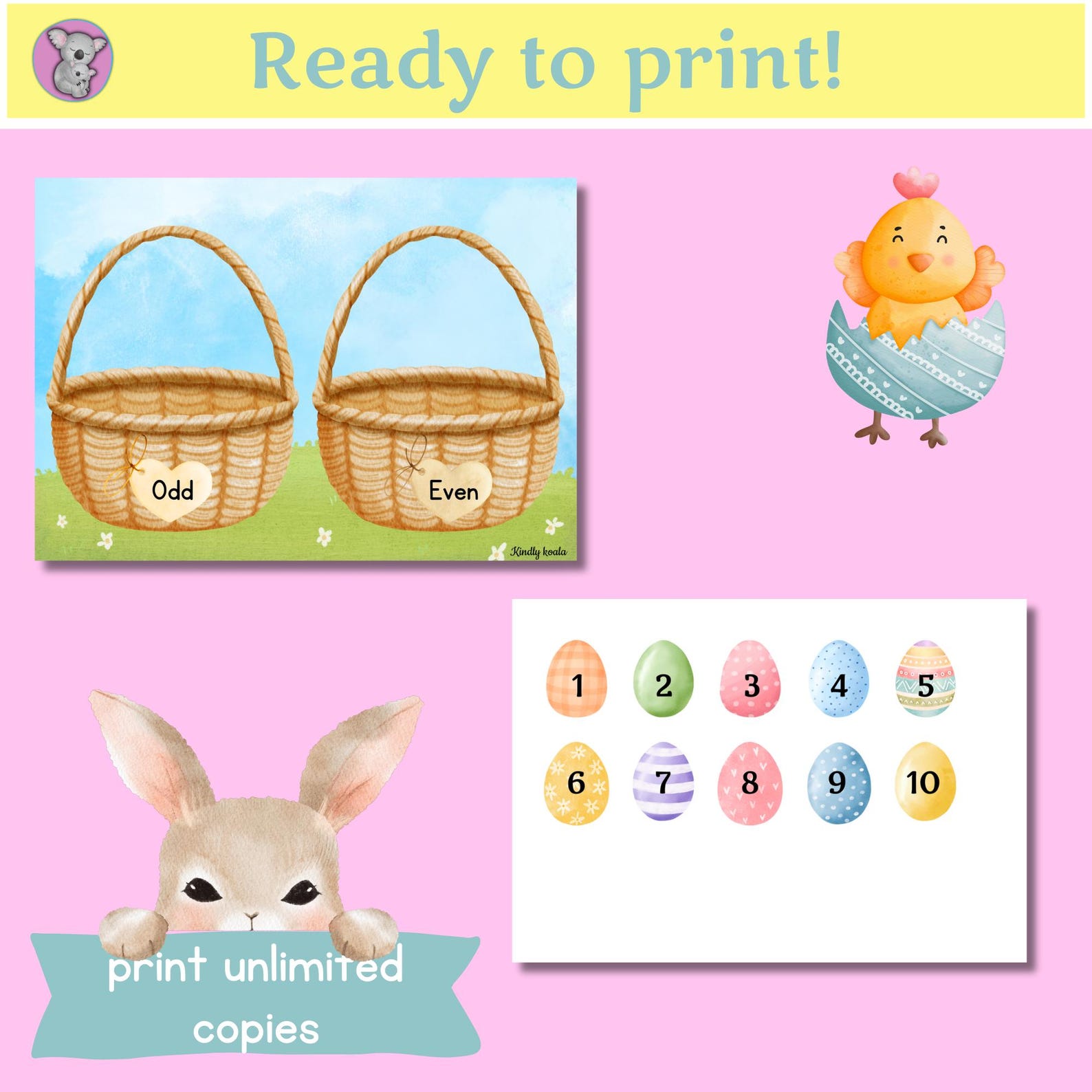Easter Odd and Even Number Sorting Activity: Spring Math Game (digital ...