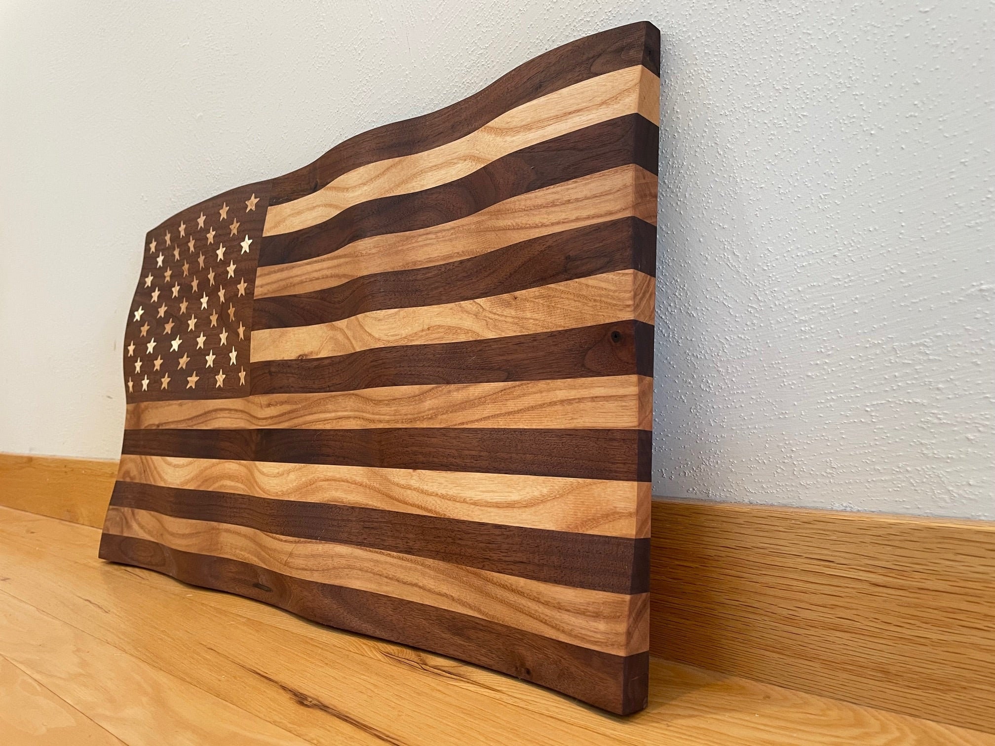 US American Old Glory Wavy Flag Walnut & Ash Handmade Hardwood - Etsy