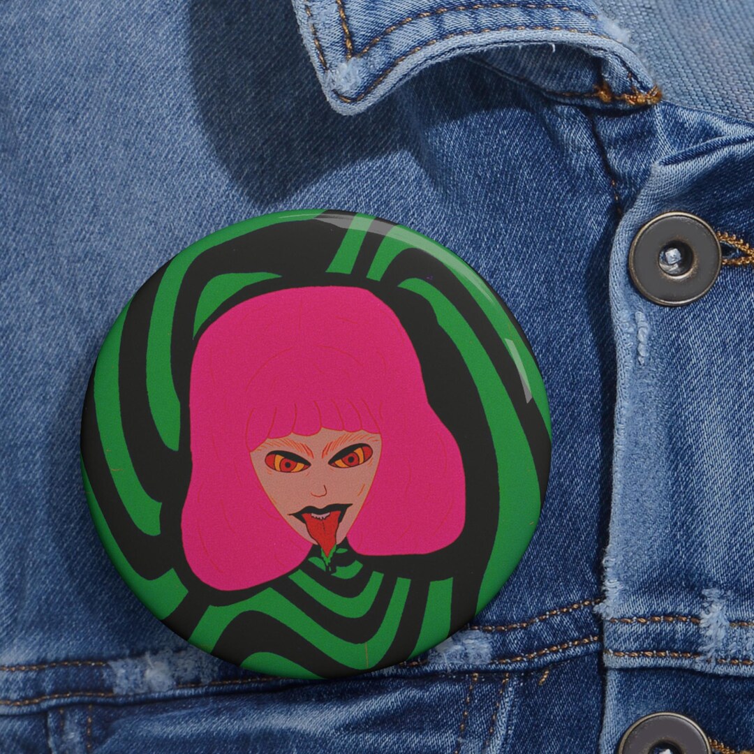 Demon Snacks Pin, Cute Pastel Goth Button, Girly Gothic Badge, Witchy ...