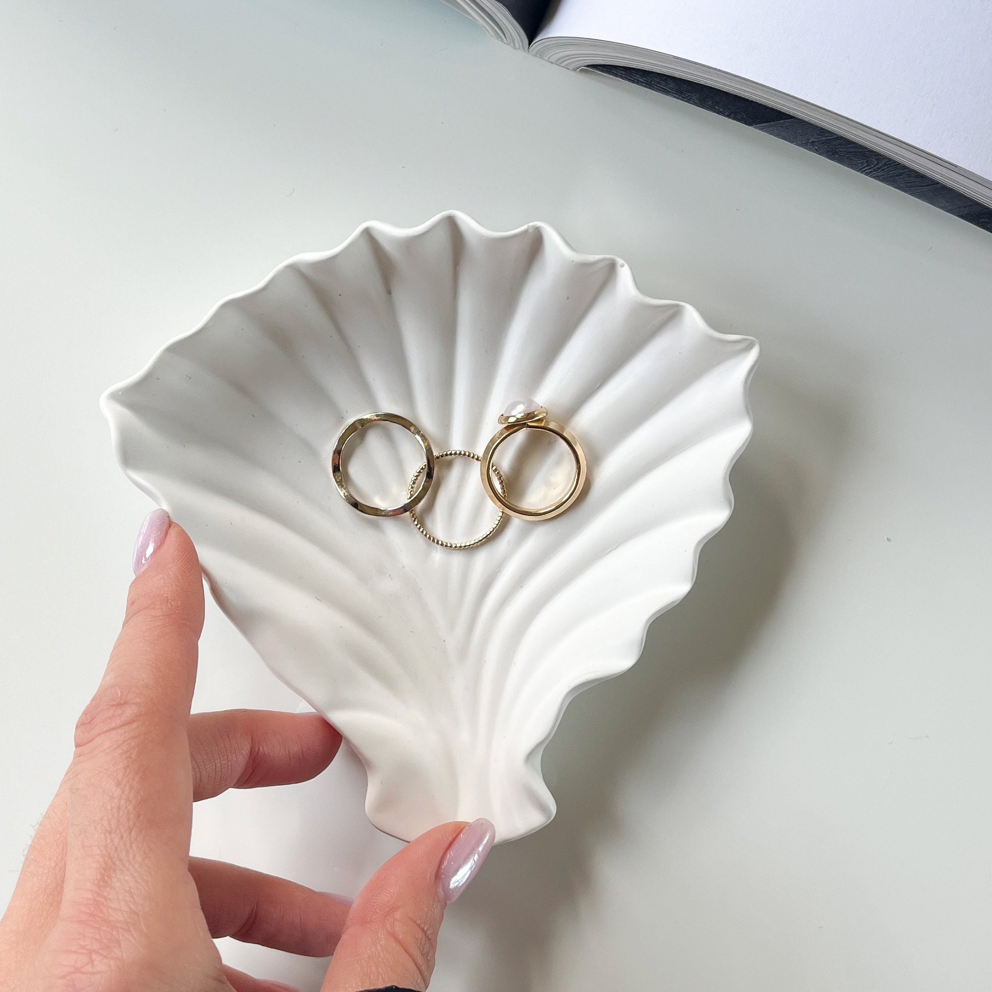 Shell Shaped Dish for Rings Table Decor in Nautical Style - Etsy