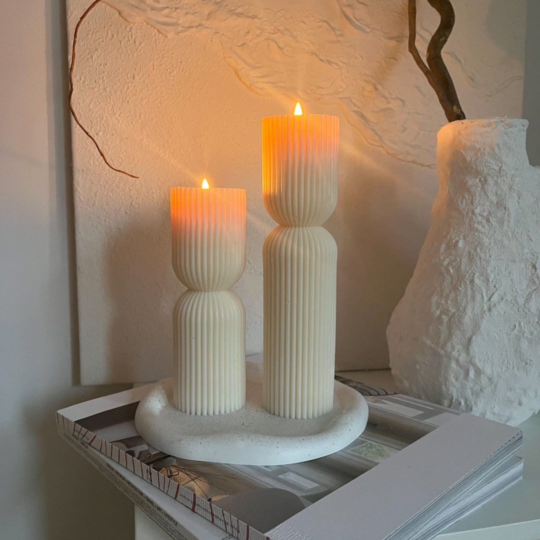 Hourglass-shaped Pillar Candle, Elegant Entryway Decor for Minimalist ...