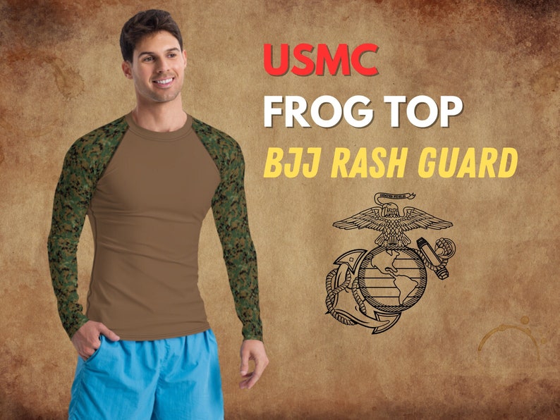 BJJ & MMA USMC Frog Top Men's Long Sleeve Rash Guard No Gi Jiu Jitsu ...