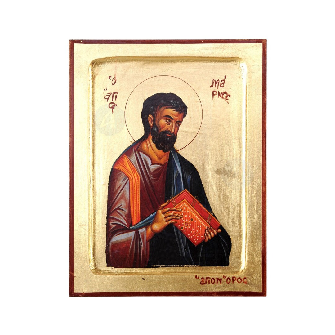 Saint Mark the Apostle and Evangelist Handmade Icon Golden Leaves ...