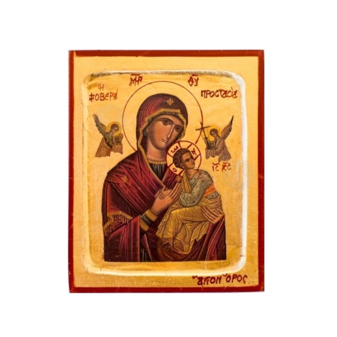 Virgin Mary Great Protection Handmade Icon Golden Leaves Plated - Etsy