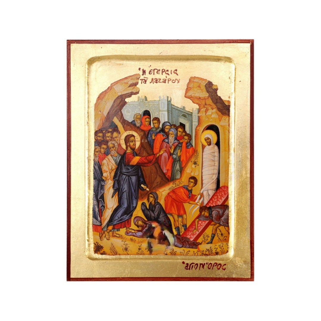 The Raising of Lazarus Handmade Icon Golden Leaves Plated - Etsy