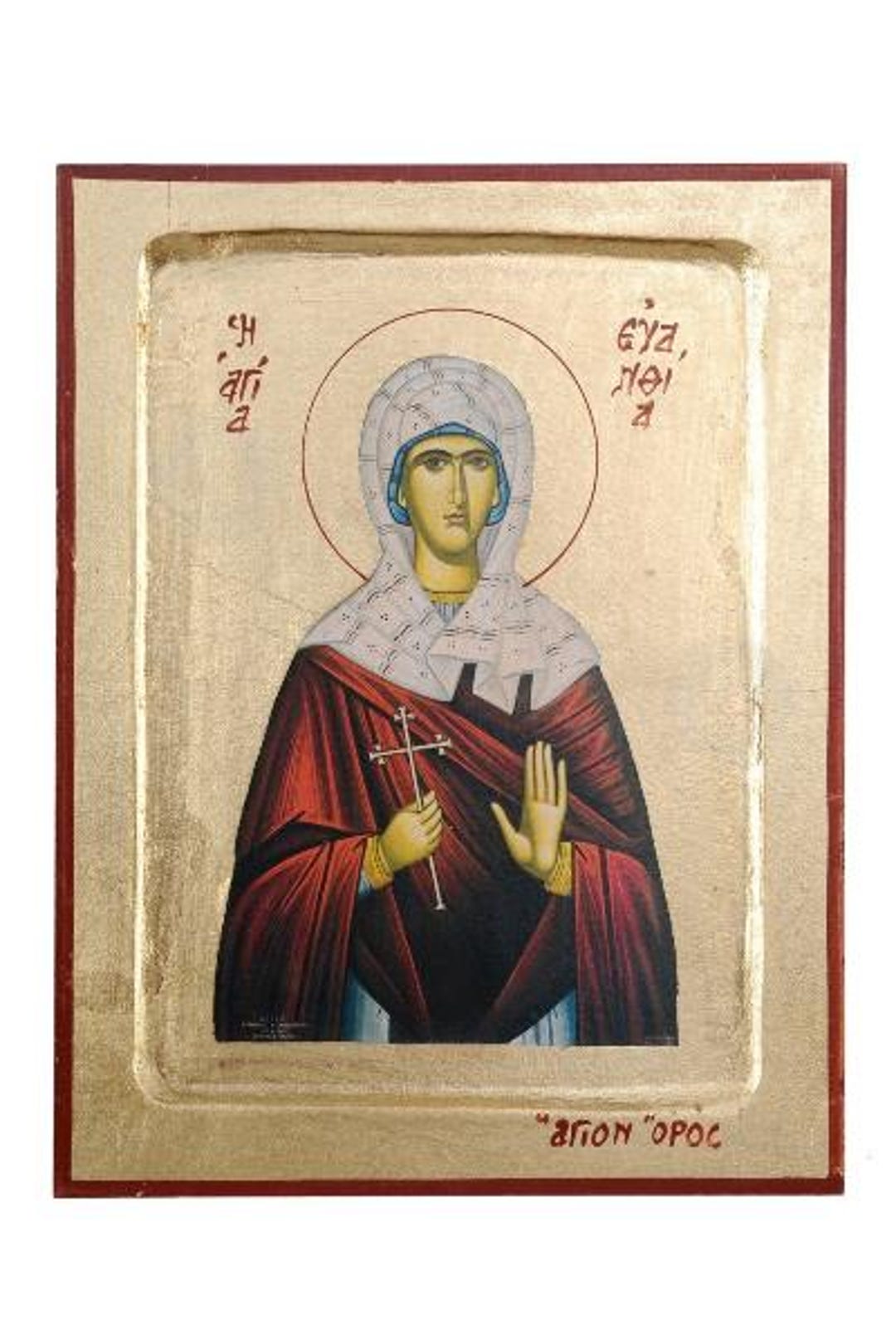Saint Evanthea the Martyr Handmade Icon Golden Leaves Plated - Etsy