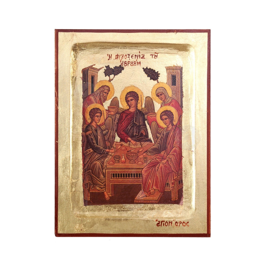 The Hospitality of Abraham Handmade Icon Golden Leaves Plated - Etsy