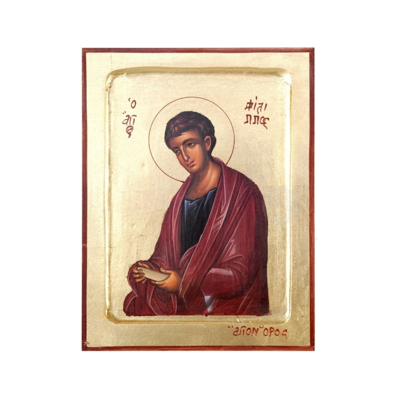 Saint Philip the Apostle Handmade Icon Golden Leaves Plated - Etsy