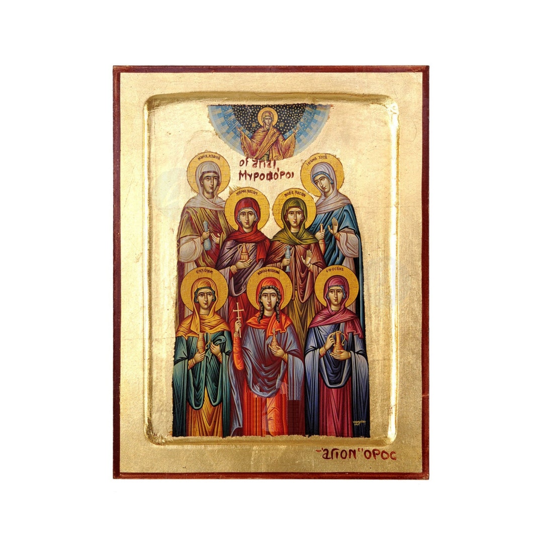 The Holy Myrrhbearers Handmade Icon Golden Leaves Plated - Etsy