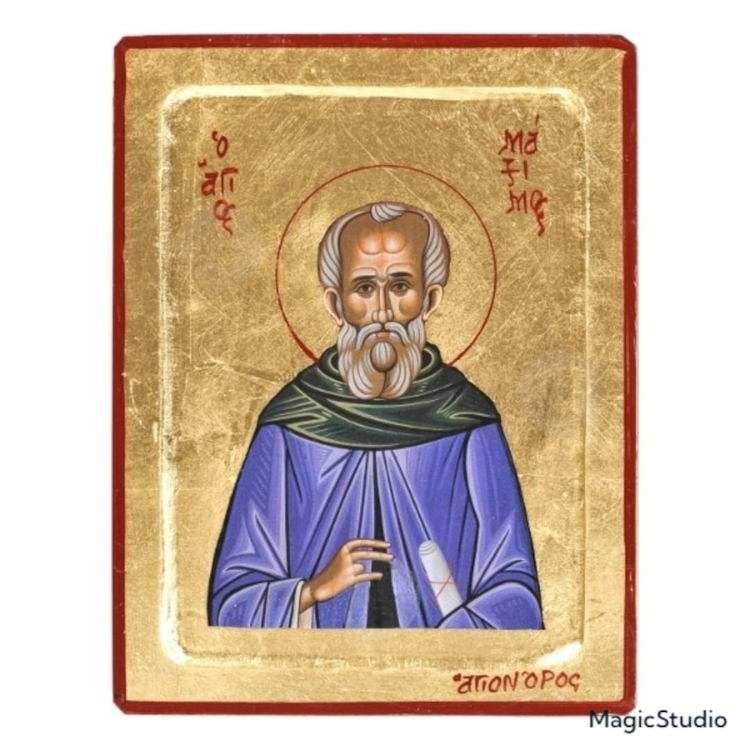 Saint Maximus the Confessor Handmade Icon Golden Leaves Plated - Etsy