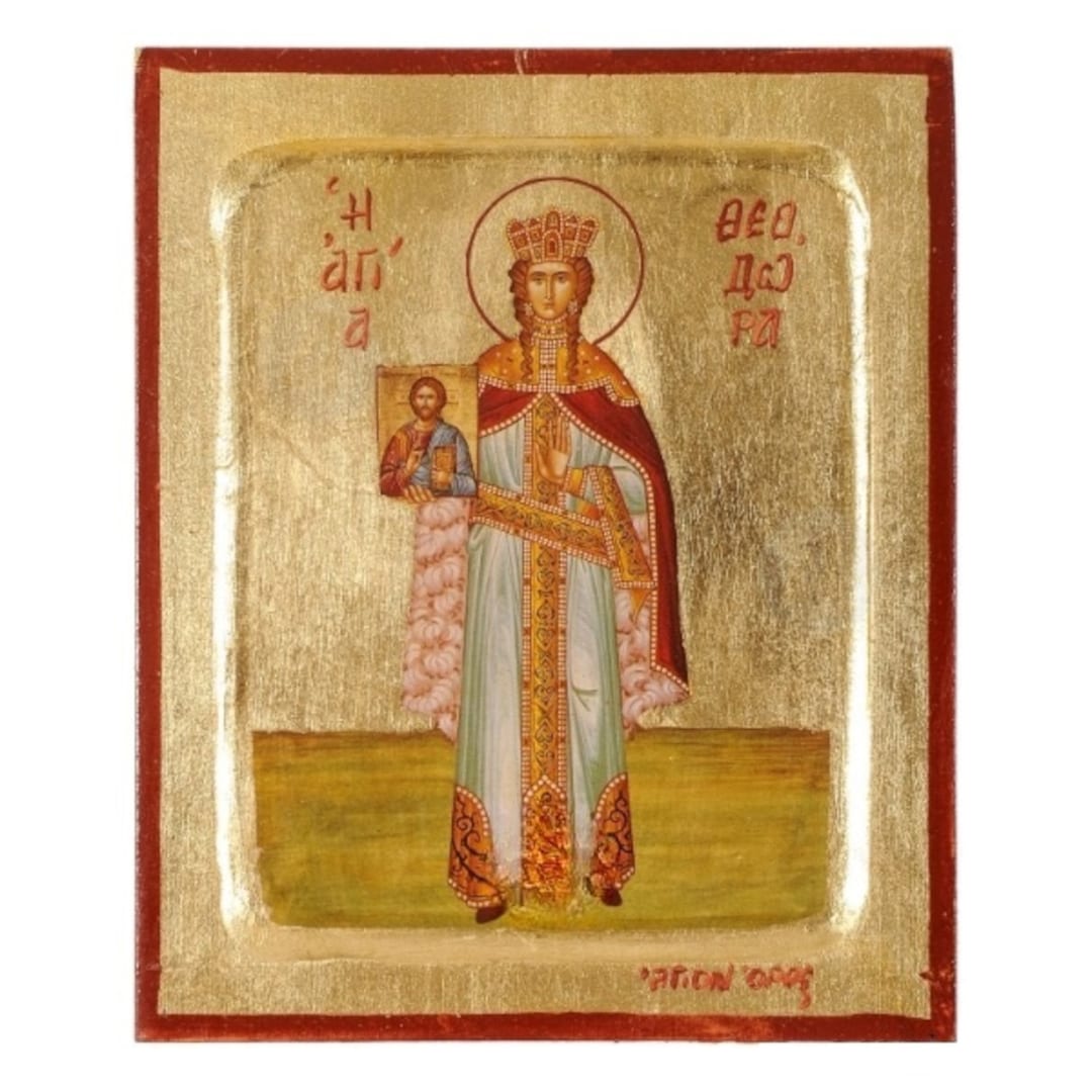 Saint Theodora the Empress Handmade Icon Golden Leaves Plated - Etsy