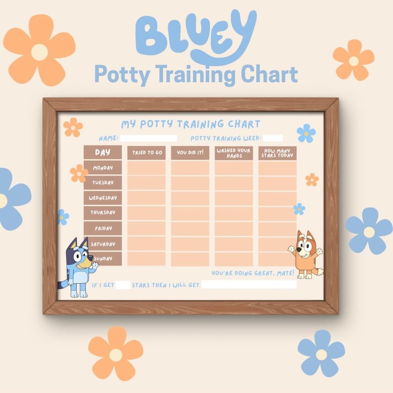Bluey Potty Training Chart | Printable Toddler Reward Chart | Kids ...