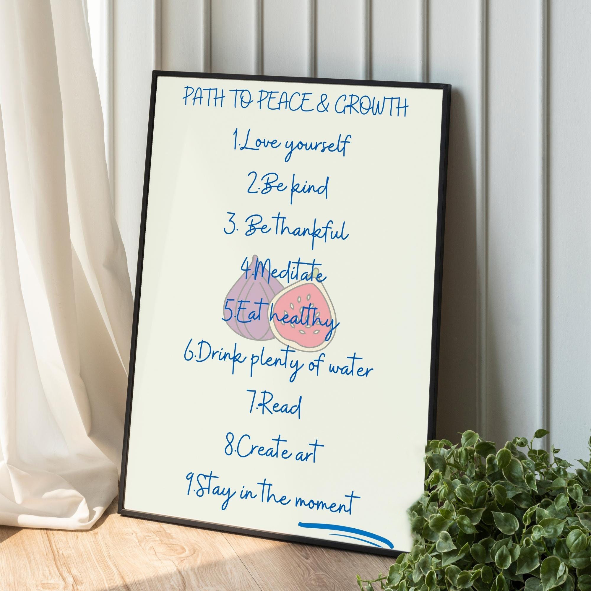 Peace Motivational Poster Self Love Blue Wall Art - Etsy