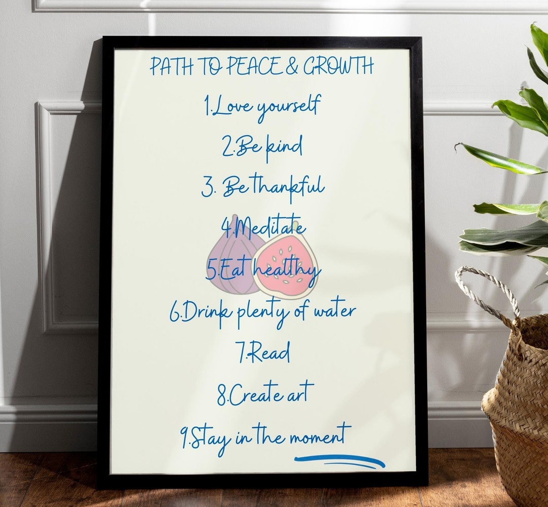 Peace Motivational Poster Self Love Blue Wall Art - Etsy