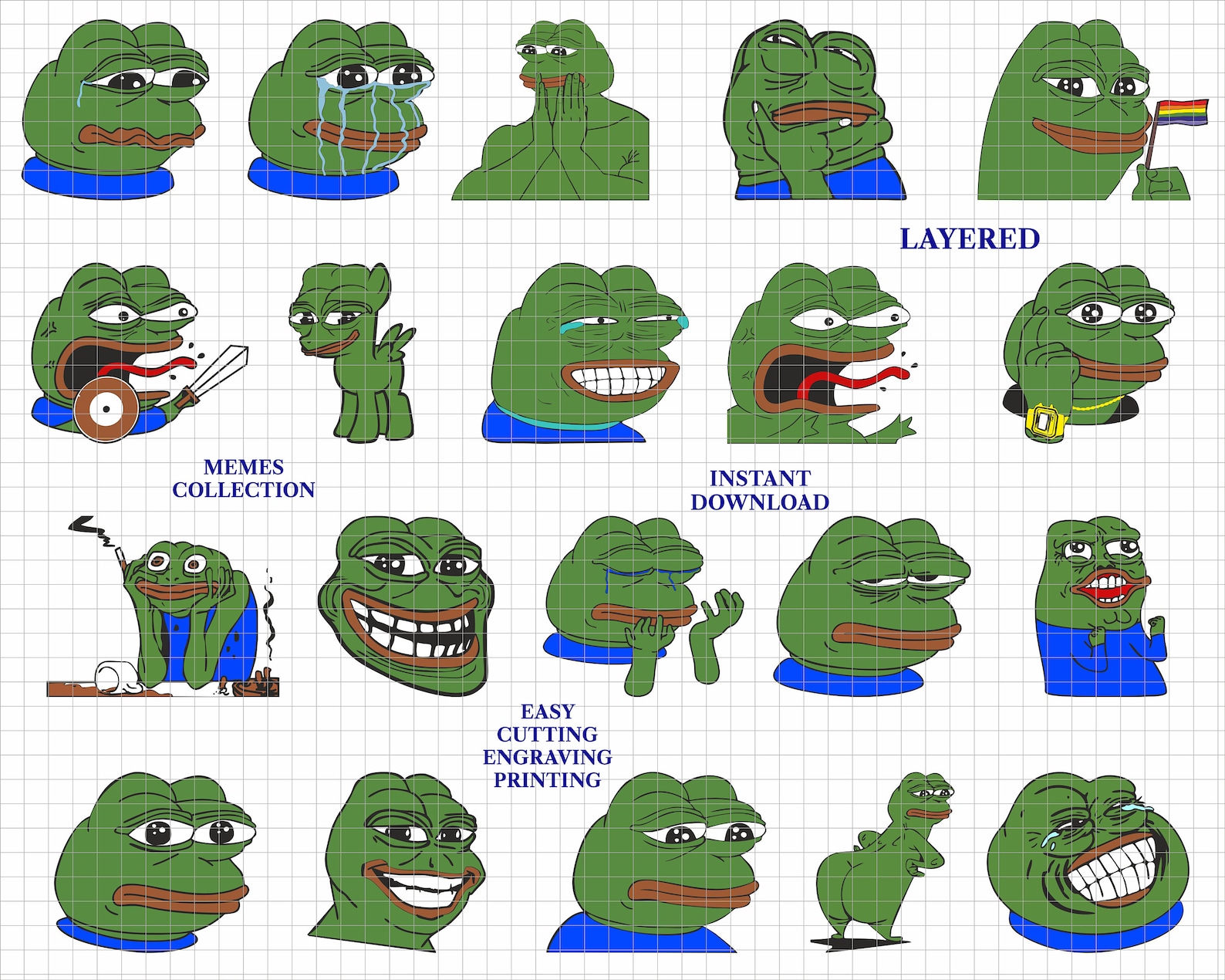 Pepe Frog Meme SVG PNG Cricut File Layered Cut Design for Printing ...