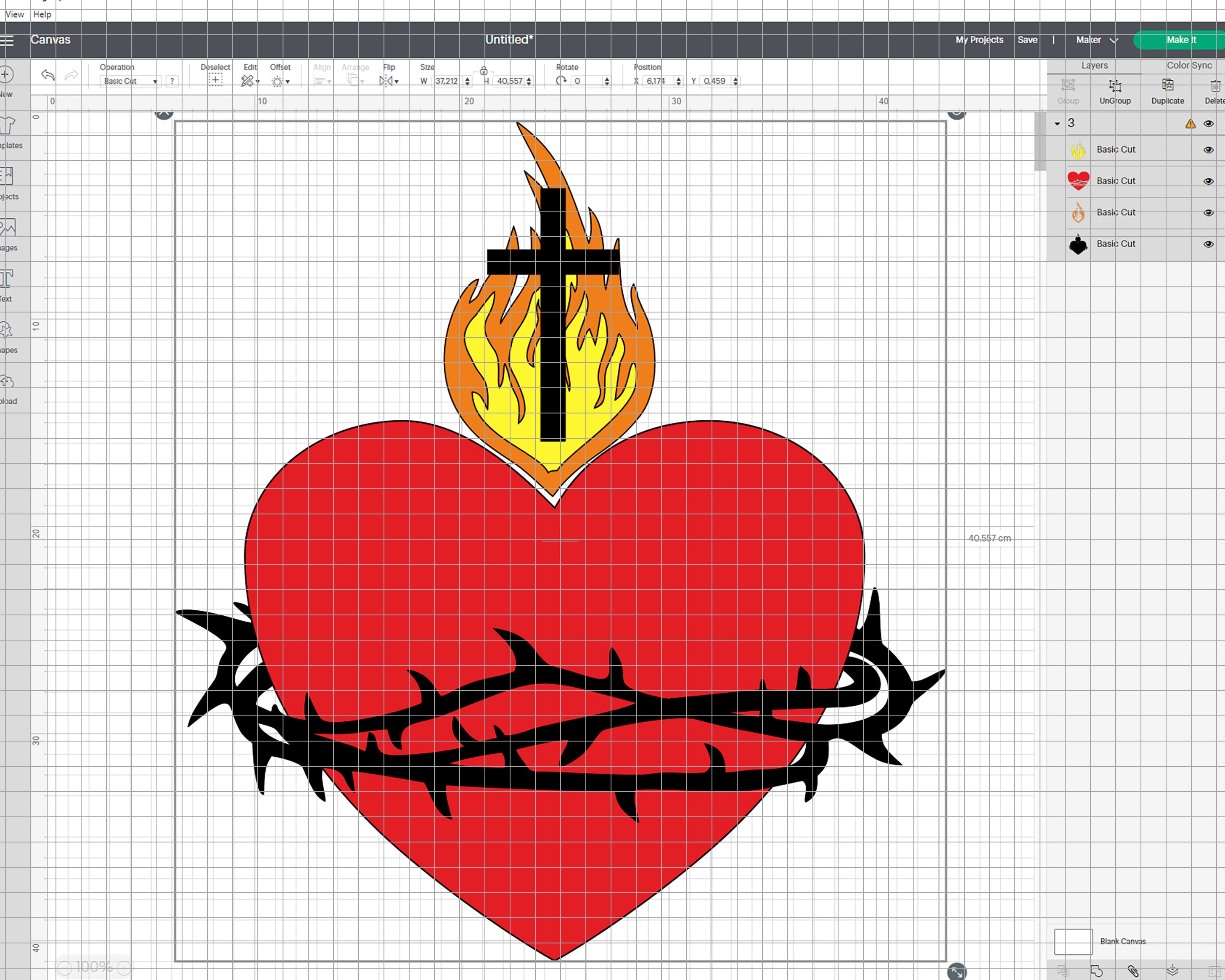 Sacred Heart SVG PNG Cricut File Layered Cut Design for Printing ...