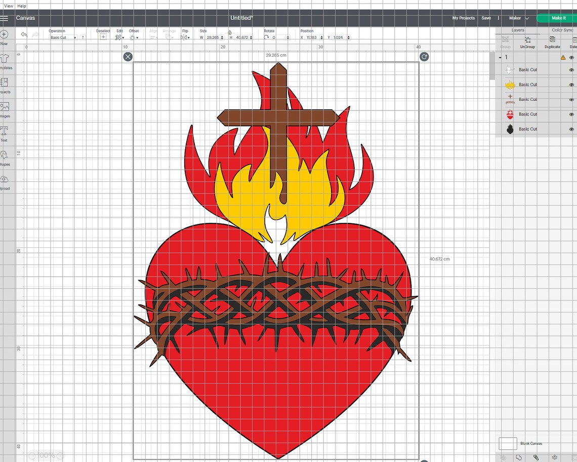Sacred Heart SVG PNG Cricut File Layered Cut Design for Printing ...