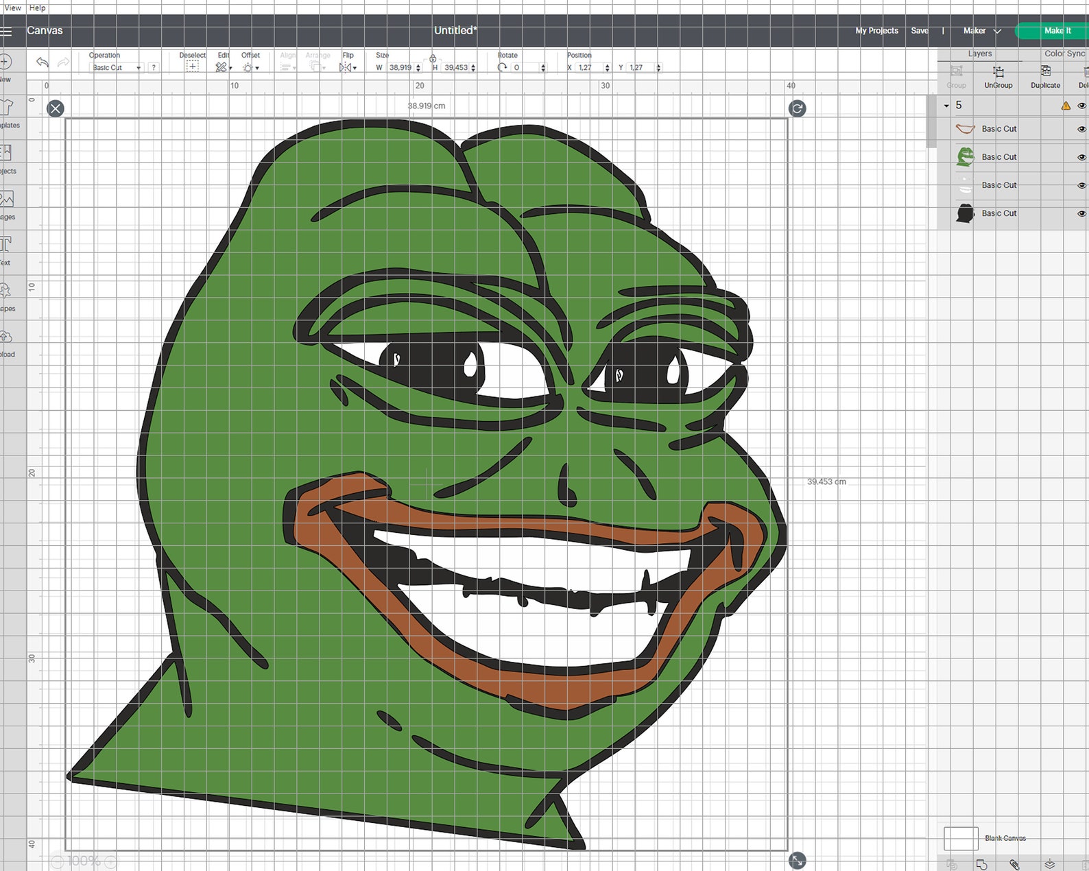 Pepe Frog Meme SVG PNG Cricut File Layered Cut Design for Printing ...