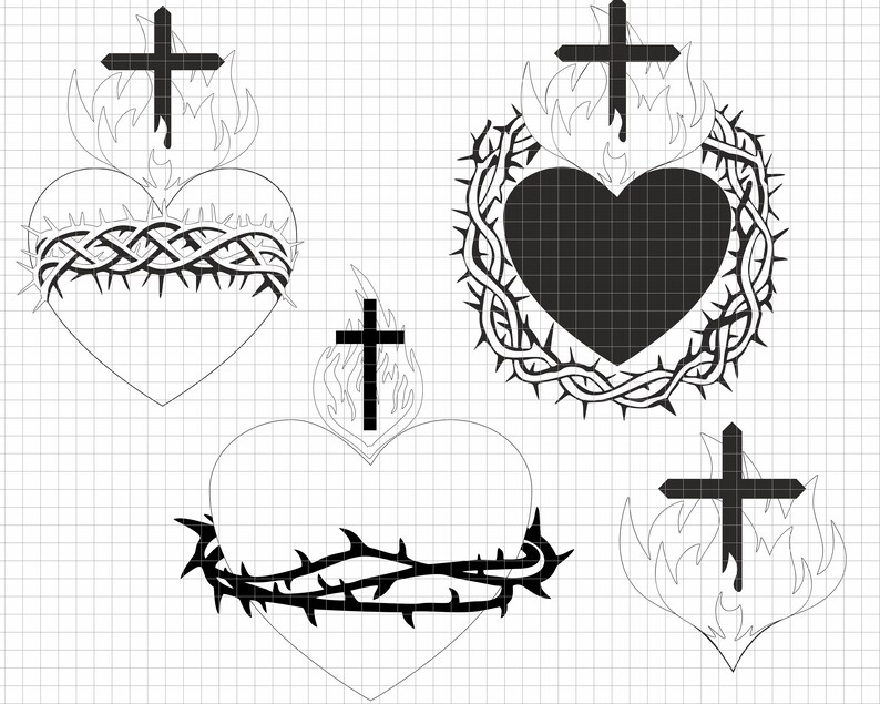 Sacred Heart SVG PNG Cricut File Layered Cut Design for Printing ...