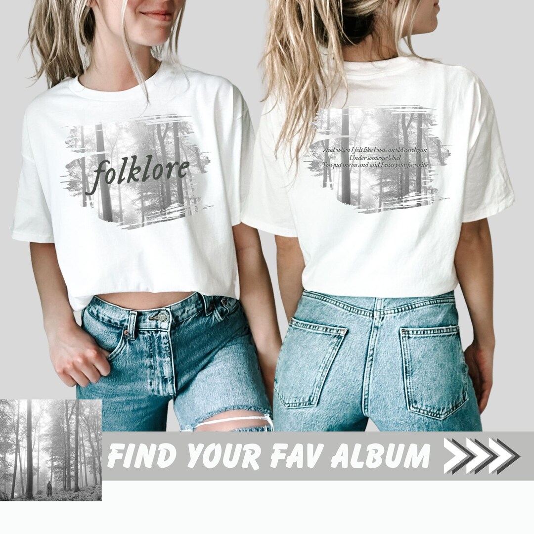 Camiseta del álbum de folklore / Letras de TS / Camiseta blanca de ...