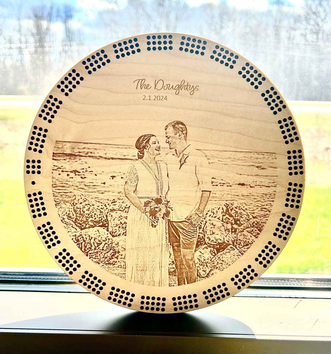 Laser Engraved Cribbage Board: Personalized MDF Wood, 10" Circle - Etsy