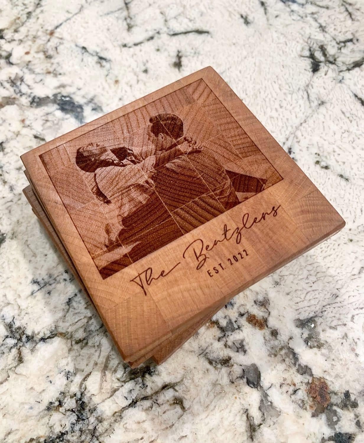Custom Engraved Wood Coaster Set Personalized With Laser Engraved Text ...