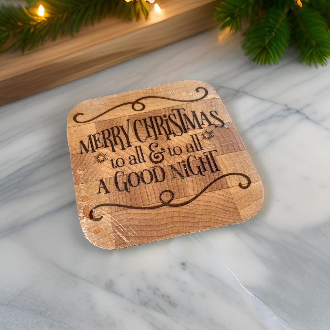 Laser Engraved Maple Wood Coasters Holiday Designs Halloween Christmas ...