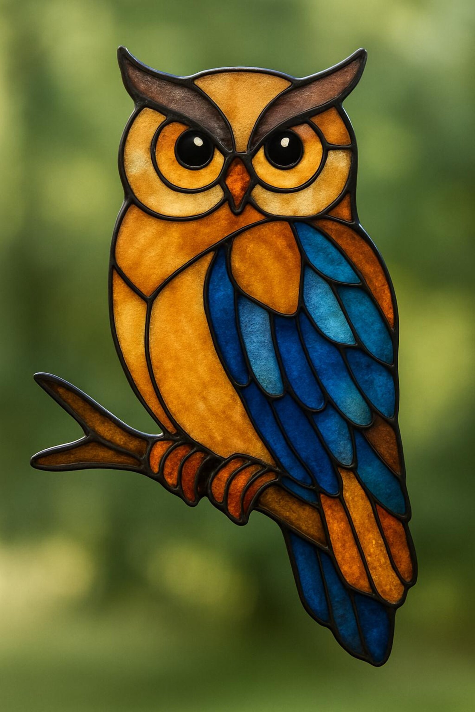 Owl Stained Glass Pattern PDF – Whimsical Woodland Bird Panel Design ...