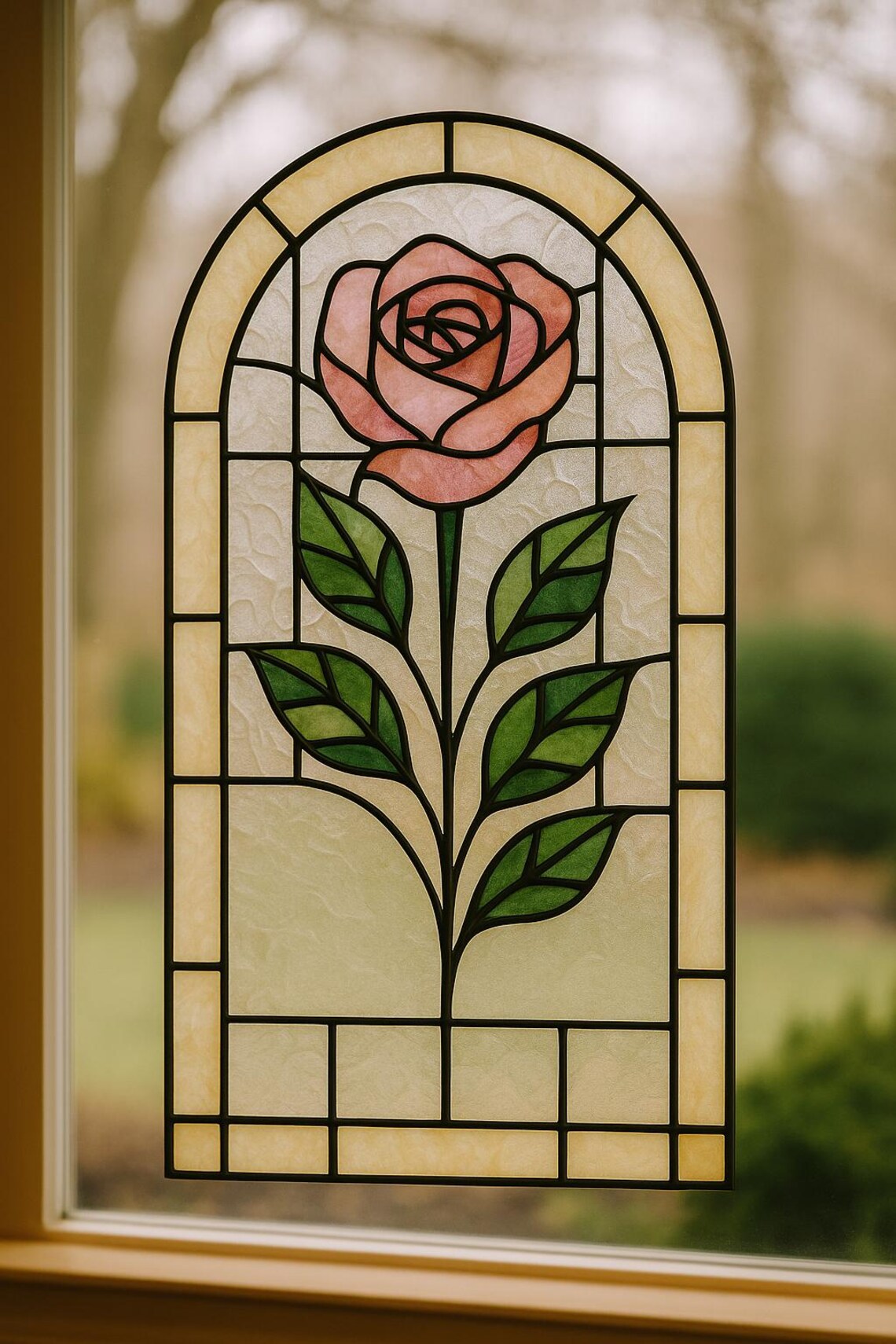 Rose Window Panel Stained Glass Pattern – Classic Floral Arch Design ...