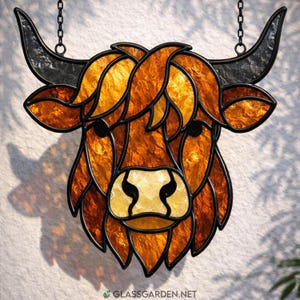 Highland Cow Stained Glass Pattern – Rustic Farmhouse Decor (digital ...