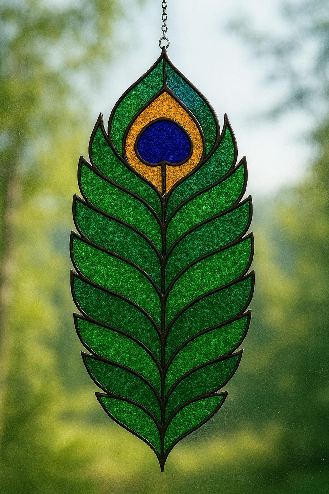 Peacock Feather Stained Glass Pattern – Elegant PDF Suncatcher Template ...