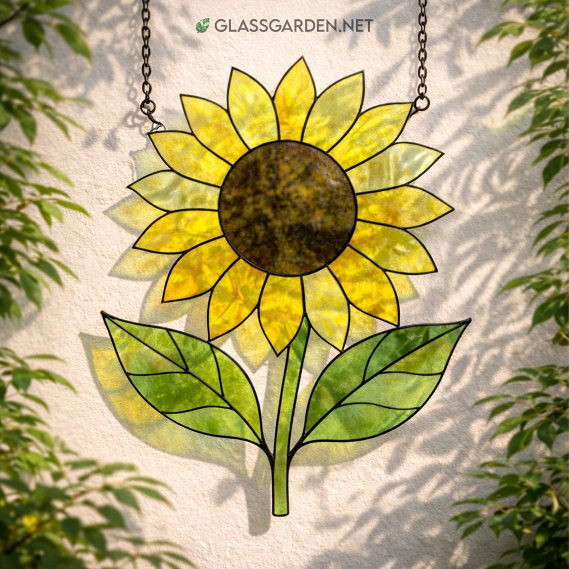 Sunflower Stained Glass Pattern – DIY Floral Suncatcher (digital ...