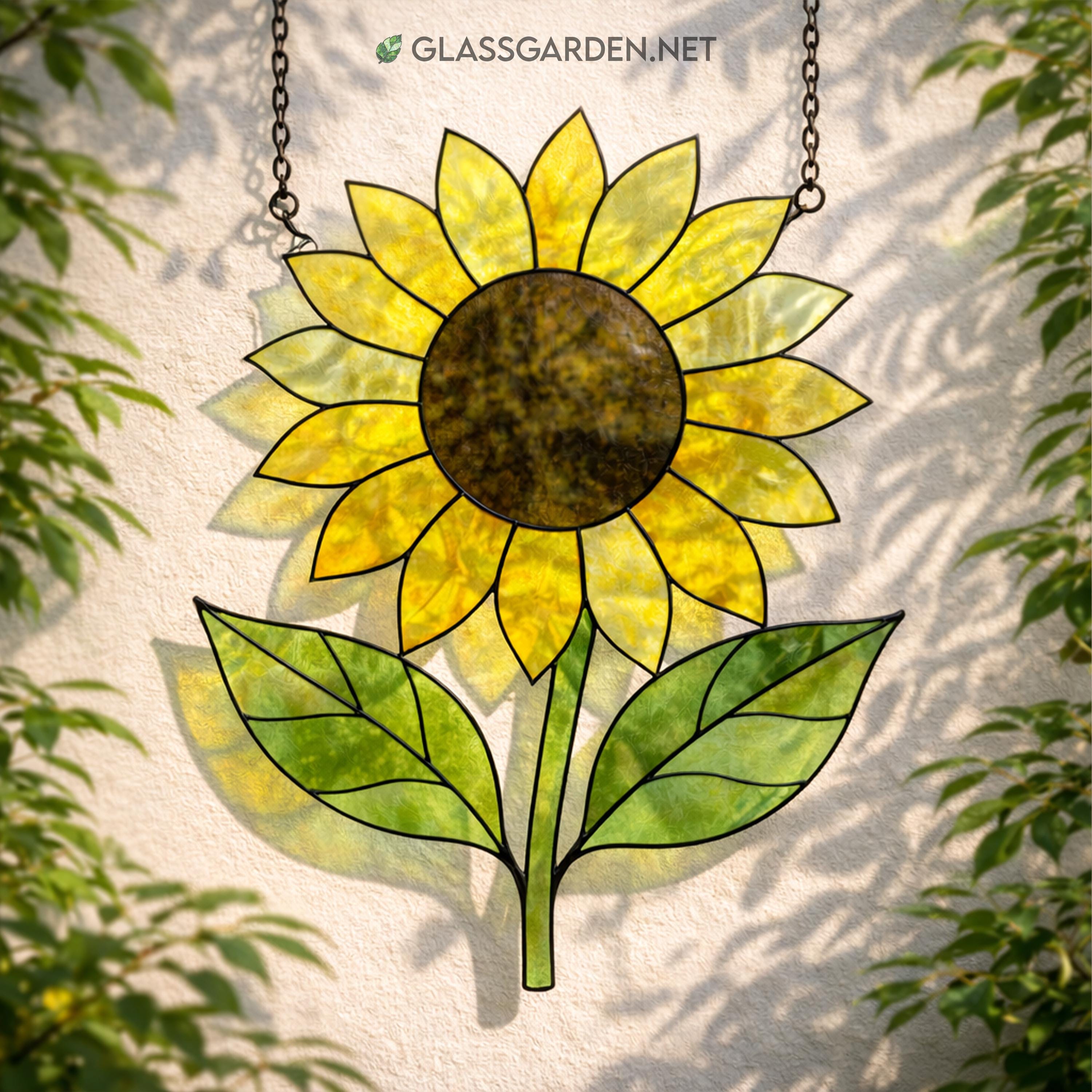 Sunflower Stained Glass Pattern – DIY Floral Suncatcher (digital ...