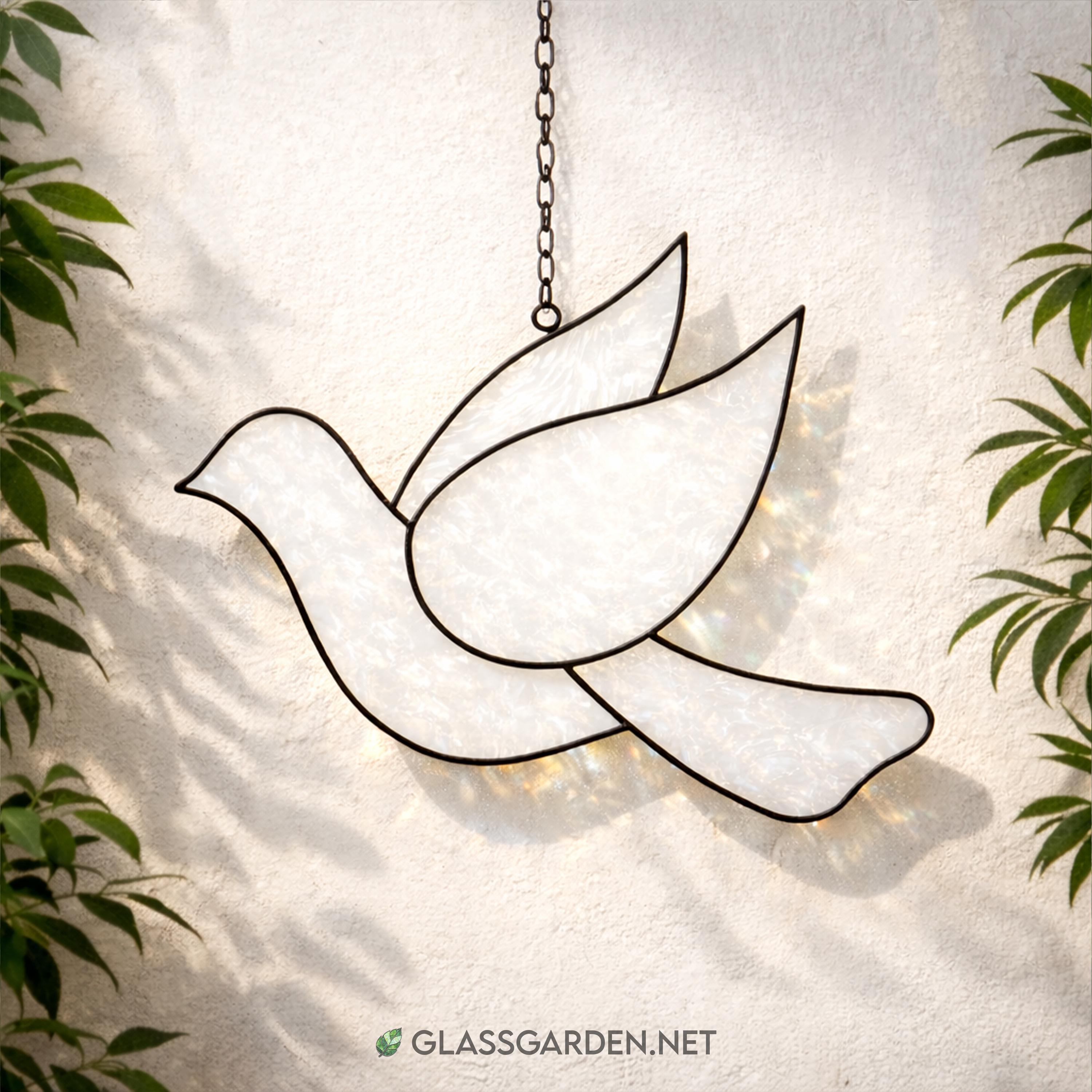 Dove Stained Glass Pattern – Peace Bird Suncatcher | Minimal Window ...