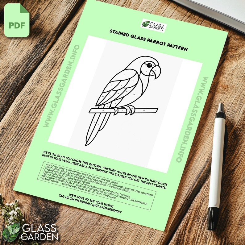 Parrot Stained Glass Pattern – Tropical Bird Suncatcher (PDF Digital ...