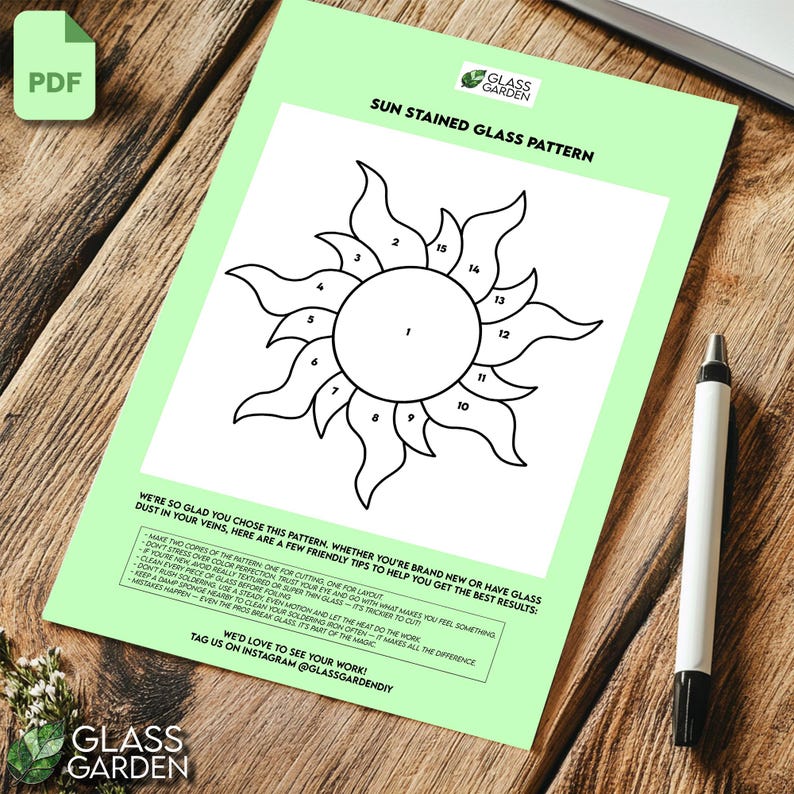Sun Stained Glass Pattern PDF – Panel Template | Digital Download for ...