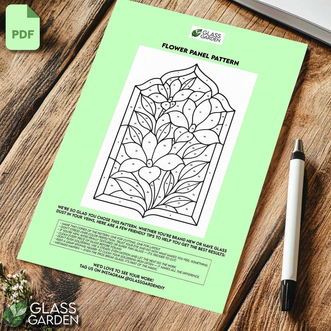 Yellow Magnolia Floral Stained Glass Pattern - Digital Panel Design PDF for Window or Wall Art ...