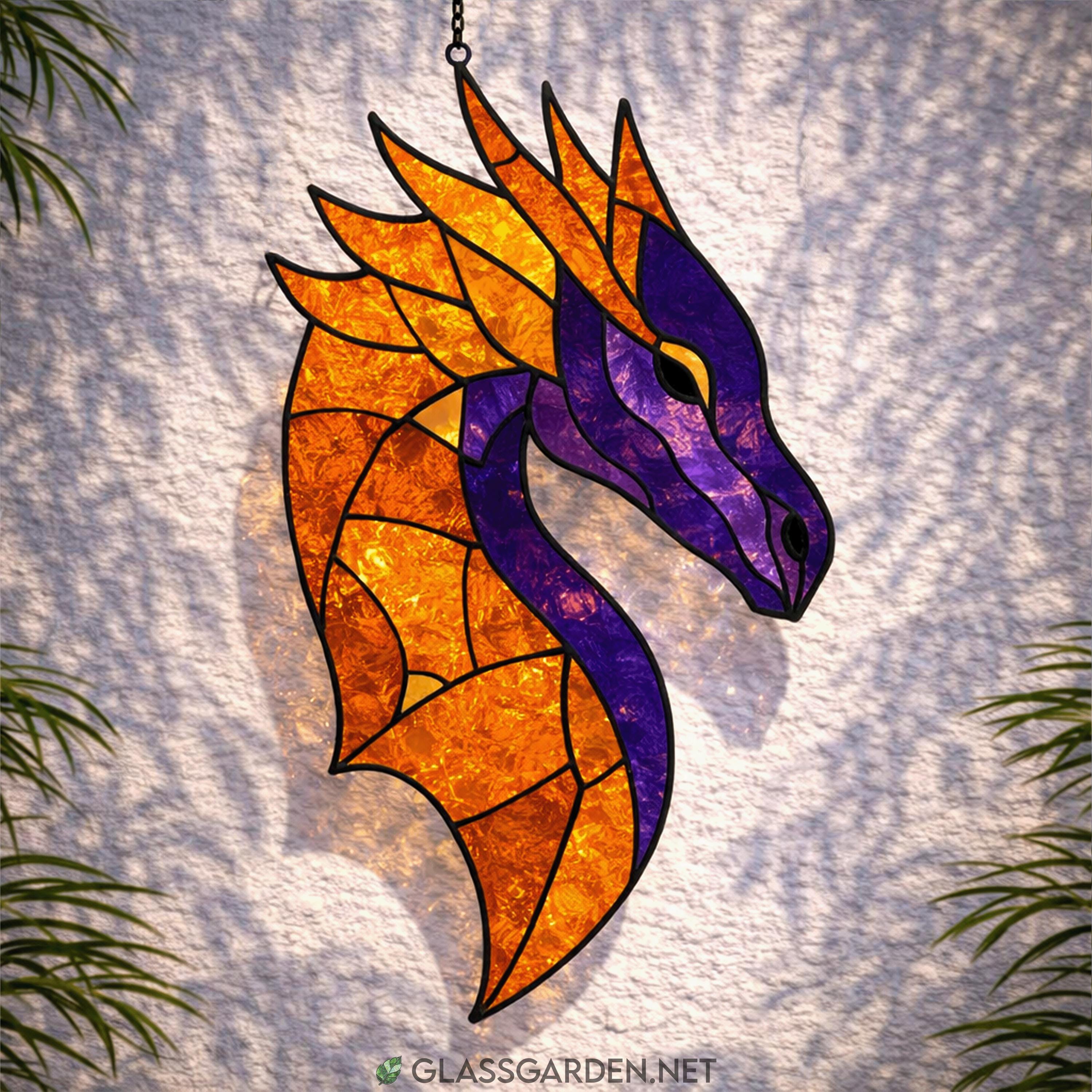 Dragon Head Stained Glass Pattern – Majestic Fantasy Creature Template ...