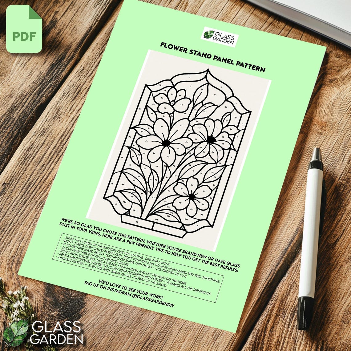 Elegant Floral Arch Stained Glass Pattern - Digital PDF Panel Design ...