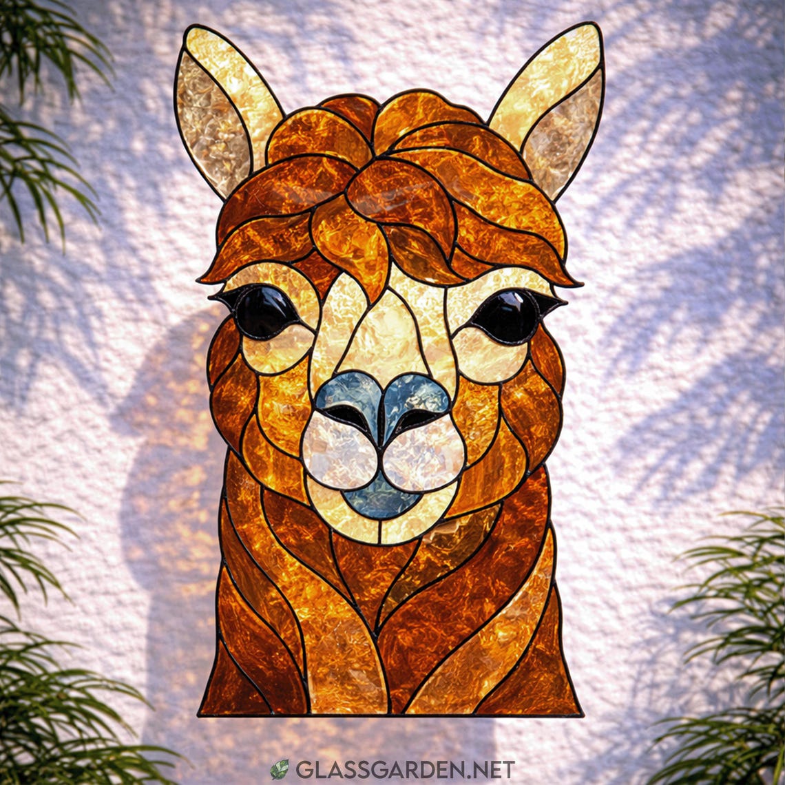 Alpaca Stained Glass Pattern – Close-up Animal Face PDF Template for ...