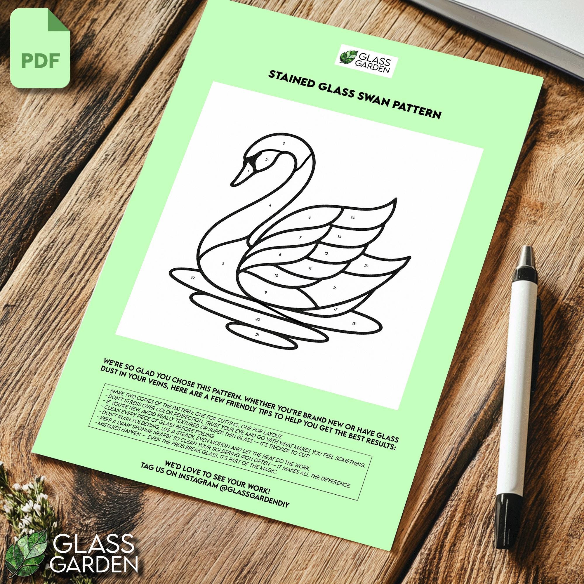 Graceful Swan – Stained Glass Pattern (digital PDF Download) - Etsy