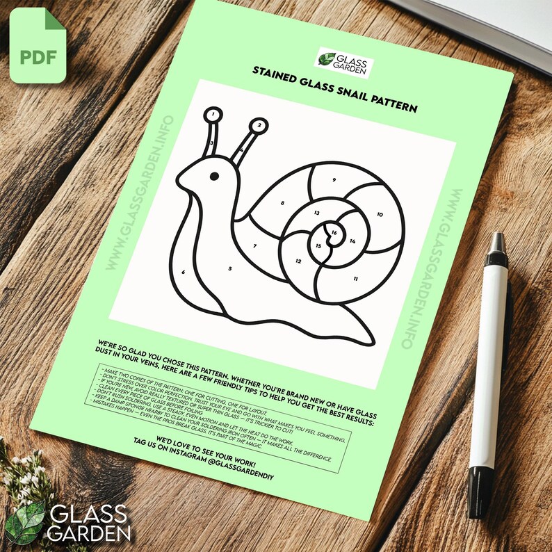 Snail Stained Glass Pattern – Whimsical Suncatcher (PDF Download) - Etsy