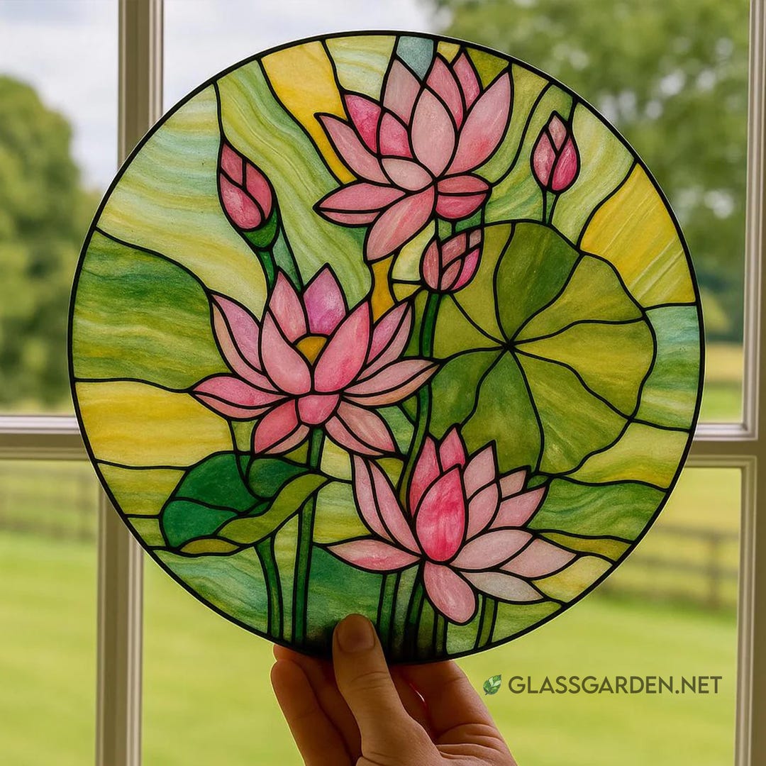 Lotus Flower Stained Glass Pattern – Elegant Round Floral Design PDF ...