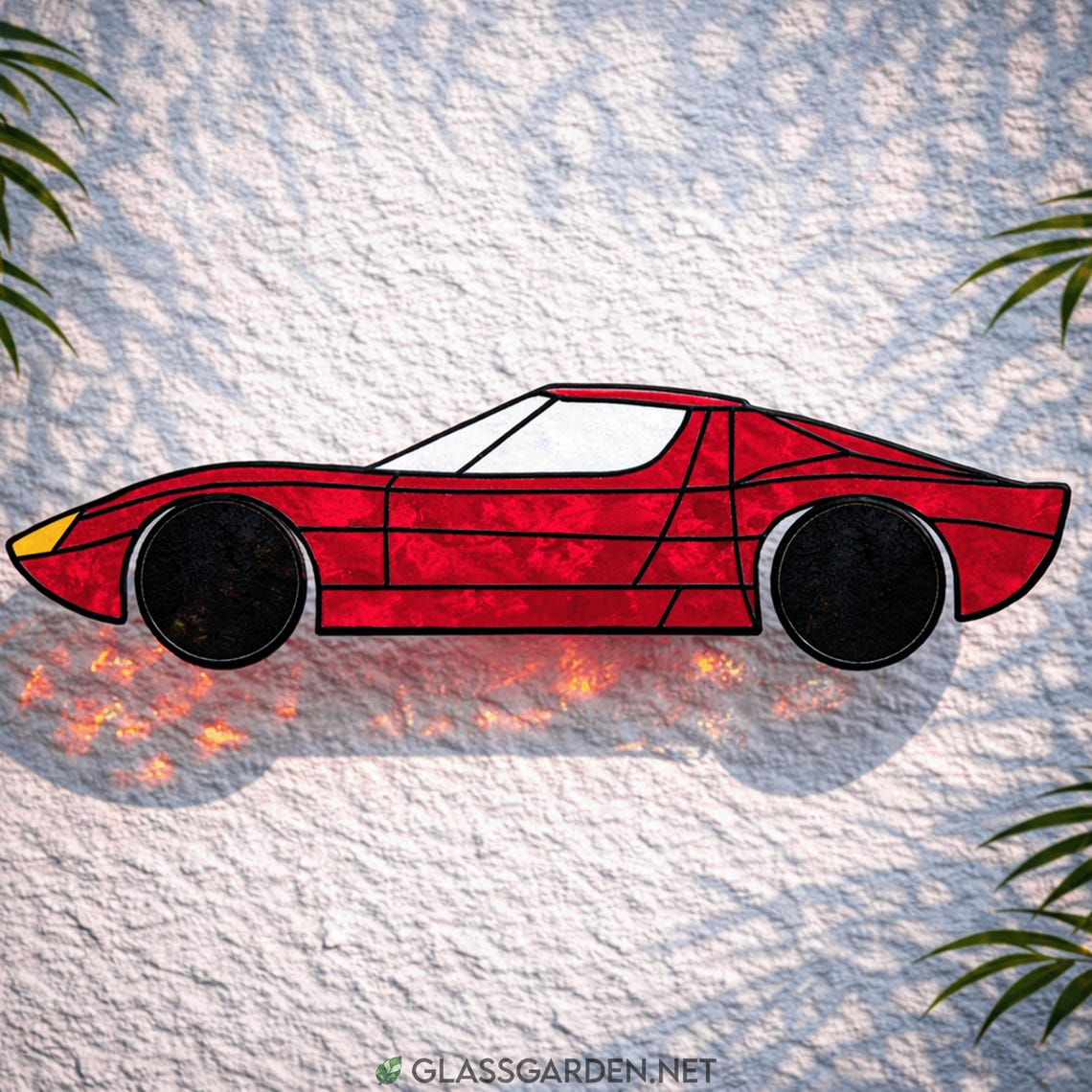 Red Sports Car Stained Glass Pattern – Digital PDF Template for Window ...