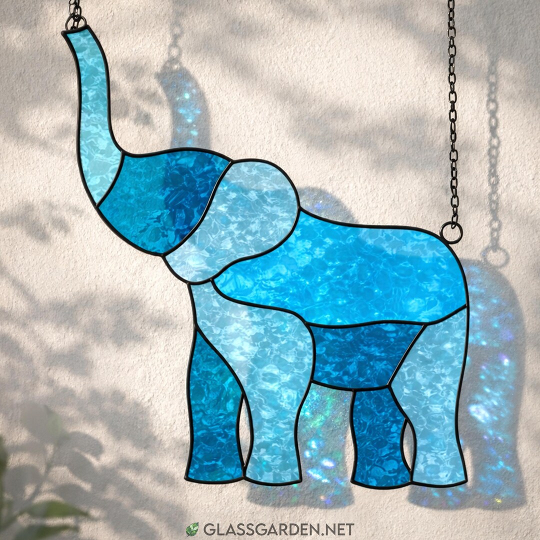 Elephant Stained Glass Pattern – Cute Baby Elephant Suncatcher | Animal ...