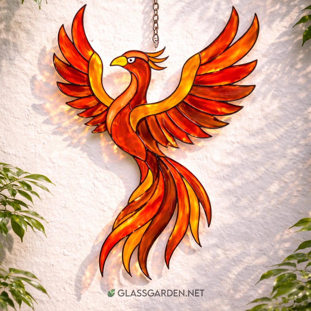 Phoenix Stained Glass Pattern – Majestic Bird PDF Template for Window ...