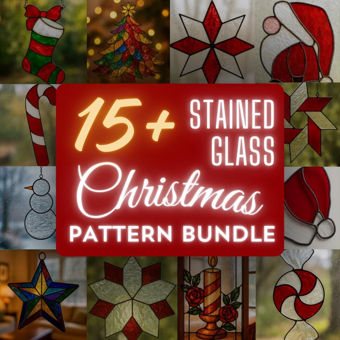 15+ Christmas Stained Glass Pattern Bundle | Holiday Suncatcher ...