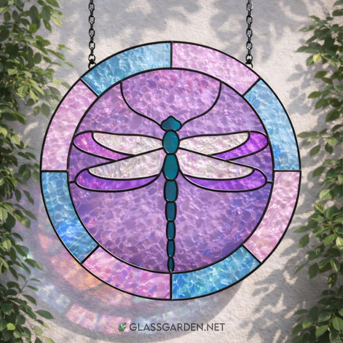 Dragonfly Stained Glass Pattern – Round Suncatcher Window Hanging ...